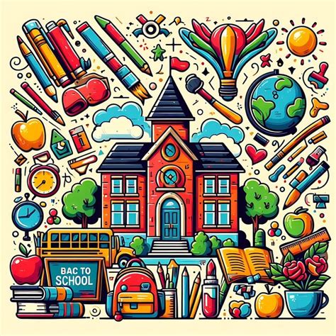 A Drawing Of A School With A House And The Words Quot Collage Quot On