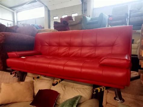 Red Leather Sofa Bed £135 In Cowes Sold Wightbay