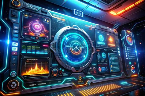 Immersive Cyberpunk Scifi Ui Design Long Exposure Effects Enhance Interactive Spacethemed Menus