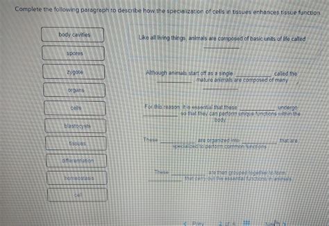 Solved Co Mplete The Paragraph To Describe How The Chegg