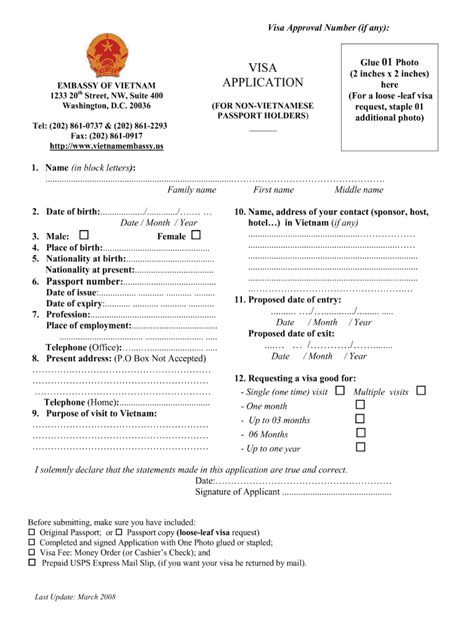 Vn Visa Application Form Fill Online Printable Fillable Blank