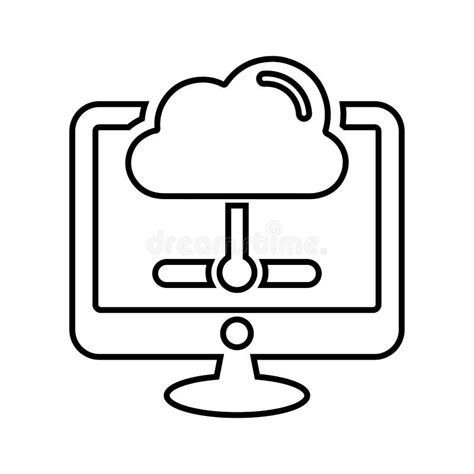 Cloud Computing Database Icon Black Vector Graphics Stock
