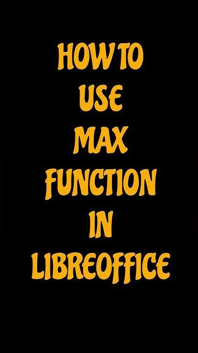 How To Use Max Function In Libreoffice Libreoffice Linux Tipsandtricks Youtube