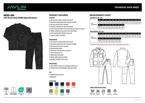 J54 Conti Suit Sabs Specification Industrial Clothing Company