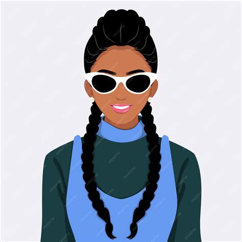 Premium Vector High Fashion African Girl Wearing A White Sunglasses