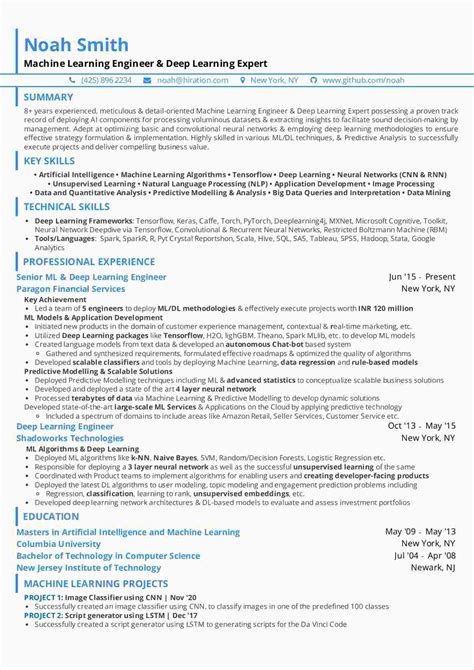 Machine Learning Engineer Resume Template