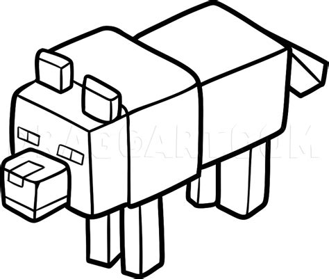 How To Draw A Minecraft Wolf Drawing Step By Step By Dawn Dragoart
