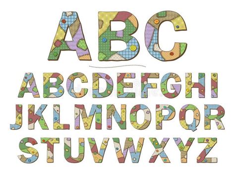 Patchwork Font A Cartoon Style Font Depicting Patchwork Quilt Letters