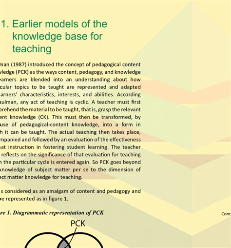 framework of tpck pedagogical content knowledge download scientific