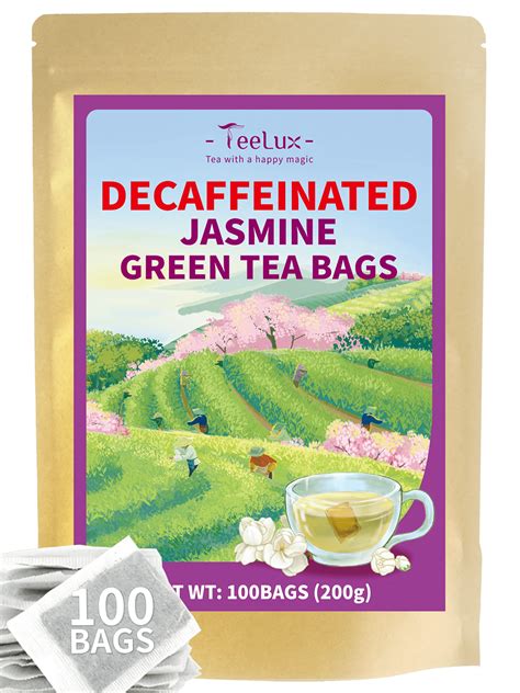 Teelux Decaf Jasmine Green Tea Bags Decaffeinated Jasmine Scented