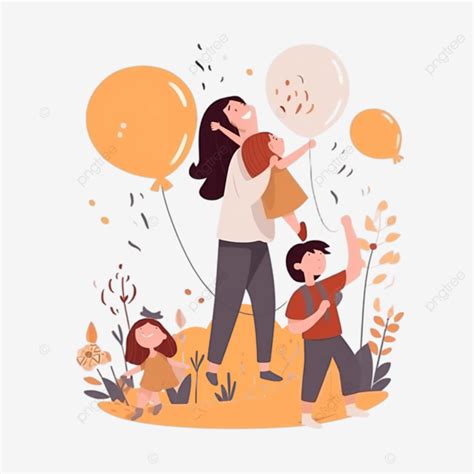 어린이 날 부모와 자녀 인터랙티브 일러스트레이션 만화 플랫 캐릭터 Png 일러스트 및 이미지 에 대한 무료 다운로드 Pngtree