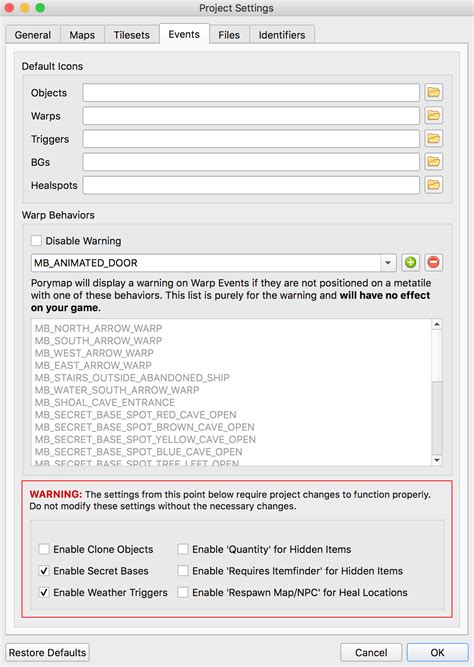Porymap Settings — Porymap Documentation