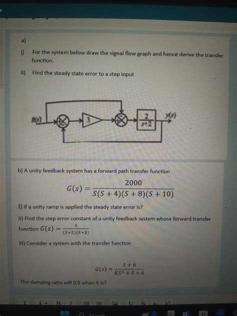 Solved A I For The System Below Draw The Signal Flow Graph Chegg