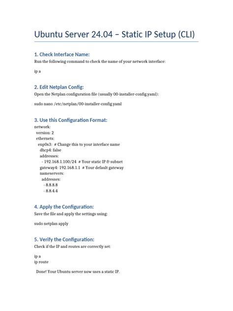 Ubuntu Server Static Ip Setup Pdf
