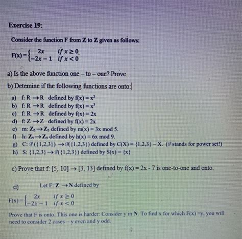 Solved Exercise Consider The Function F From Z To Z Chegg