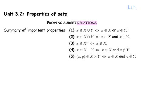L17 Nb Proving Subset Relations And The Set Identities Lecture 19 Of