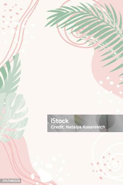 열 대 나뭇잎이 있는 여름 배경입니다 파스텔 색상의 열대 다채로운 여름 배경 배너 메뉴 초대장에 대 한 템플릿입니다 벡터에 대한 스톡 벡터 아트 및 기타 이미지 Istock