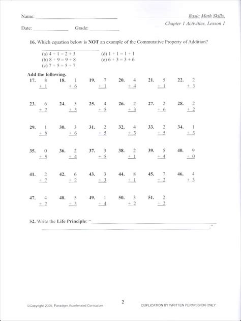 Basic Math Skills Worksheets