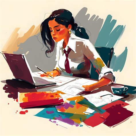 Premium Photo Woman Reviewing Papers In Her Office