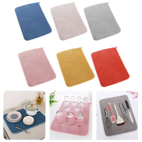 Bobasndm Dish Drying Mat For Kitchen Counter Super Absorbent Dish Drying Pads Microfiber