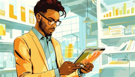 Business Professional Analyzing Ecommerce Metrics On Tablet In Modern Office Setting Premium