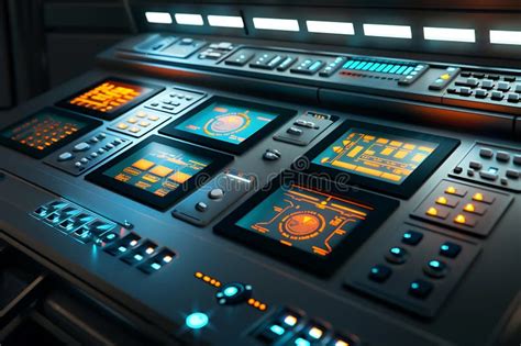 Futuristic Control Panel Digital Interface Scifi Technology Orange