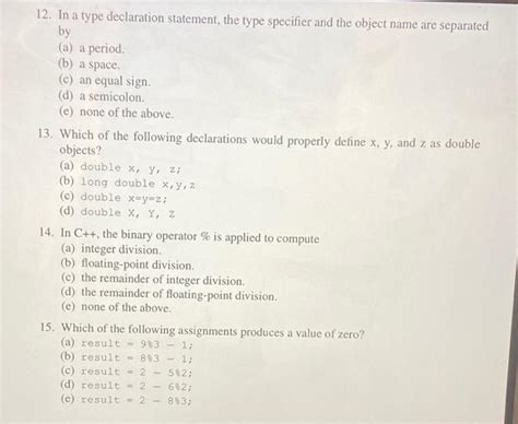 Solved In A Type Declaration Statement The Type Chegg