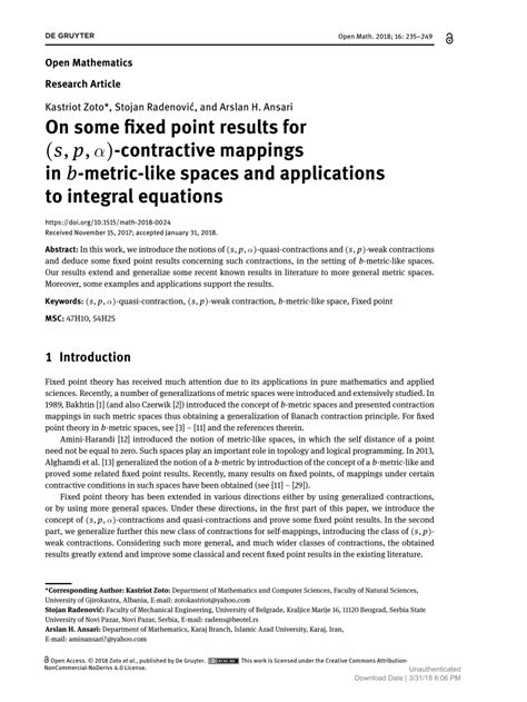 Pdf On Some Fixed Point Results Forfipsispα−contractive Mappings