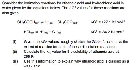 Solved Consider The Ionization Reactions For Ethanoic Acid