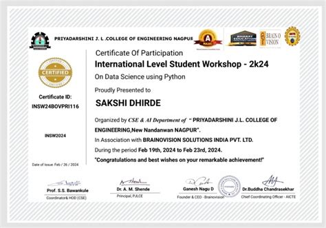 Completed Data Science Workshop With Python Sakshi Dhirde Posted On