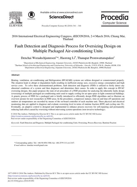 Pdf Fault Detection And Diagnosis Process For Oversizing Design On