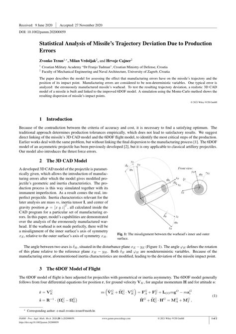 Pdf Statistical Analysis Of Missiles Trajectory Deviation Due To