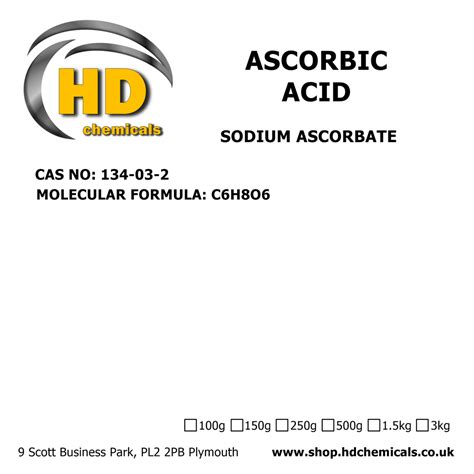 Ascorbic Acid Buy In Uk Online Shop Hd Chemicals Ltd