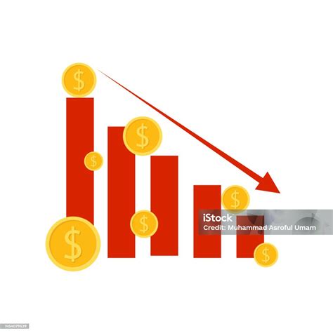 Red Arrow Pointing Down With Declining Bar Graph Stock Illustration Download Image Now