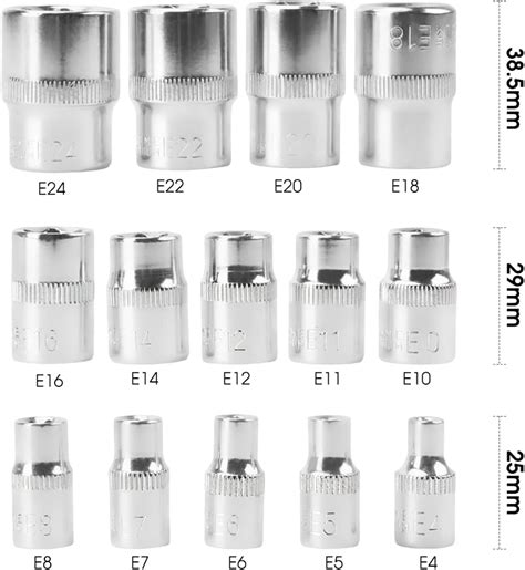 Douilles étoiles 14 Douilles étoiles E Torx Femelles Coffret De Douille Torx En Forme Etoile En