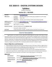 Digital Systems Design ECE Syllabus Course Objectives Course Hero Digital Systems Design ECE Syllabus Course Objectives Course Hero