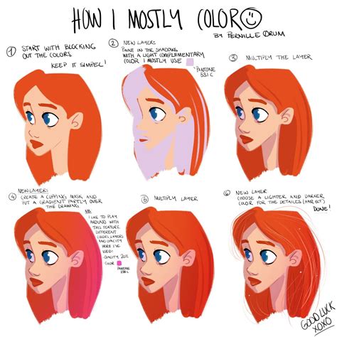 How To Shade Hair Digital Art Cabelo Cabello Tutoriel Paleta