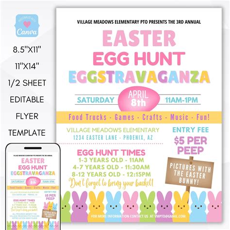 Peeps Easter Egg Hunt Flyer Printable Invite Easter Egg Hunt Easter