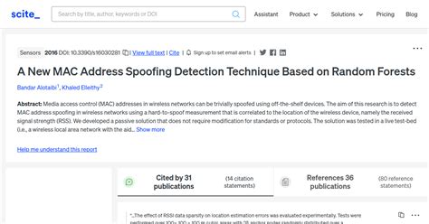 A New Mac Address Spoofing Detection Technique Based On Random Forests
