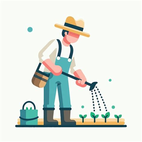 иллюстрация характера фермера Премиум векторы