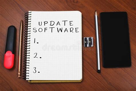 text sign showing update softwarereplacing program with a newer version