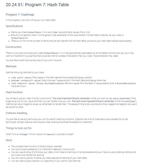 Solved 2024 S1 Program 7 Hash Table Program 7 Hashmap Program Ll Writing Hash Table