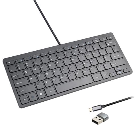 Powboro USB C Mini Keyboard Compact Small Slim Wired Keyboard USB C Connection Ultra Thin Design
