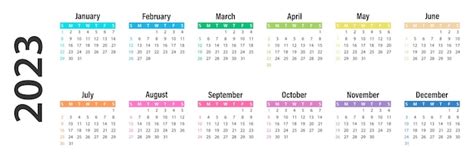 Красочный календарь на 2023 год на белом фоне Премиум векторы