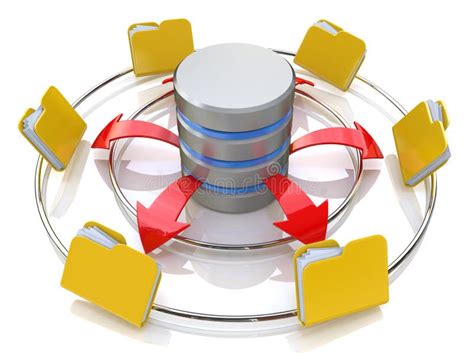 Database Symbol Connected To Computer Folder Icons 3d Render Stock