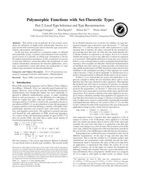 Pdf Polymorphic Functions With Set Theoretic Typesgcpapers