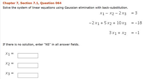 solved chapter 7 section 7 1 question o64 solve the system