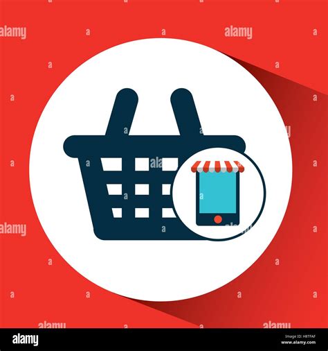 Digital E Commerce Basket Market Buy Graphic Vector Illustration Eps 10