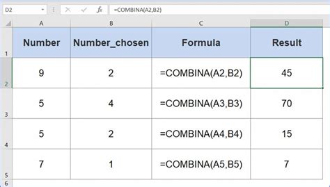 How To Use Combina Function Excelnotes