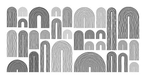 세기 중반 아치 요소 현대적인 기하학적 모양 현대적인 디자인 미니멀리스트 아트 손으로 그린 선 벽 장식 포스터 책 및 표지를 위한 트렌디한 디자인 요소 벡터 그림 0명에